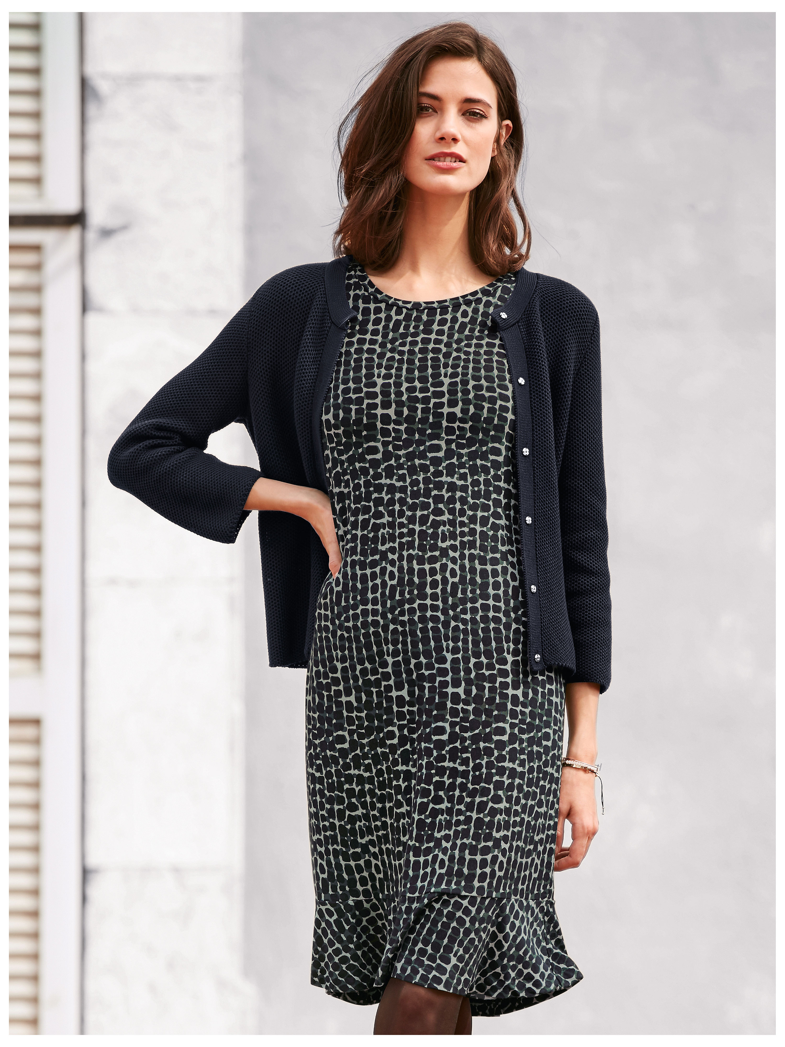 Peter Hahn Jerseykleid Mit 34arm Rot