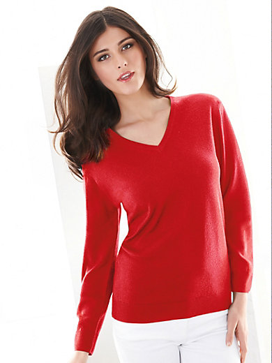 Peter Hahn - V-Pullover aus 100%Schurwolle Pure Tasmanian Wool - Rot